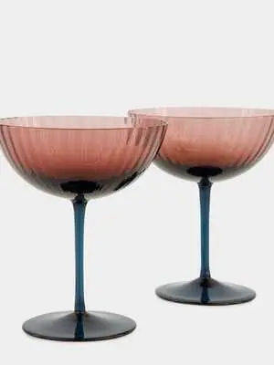 La DoubleJ Viola Murano Glass Champagne Coupe Set Of 2 - Purple