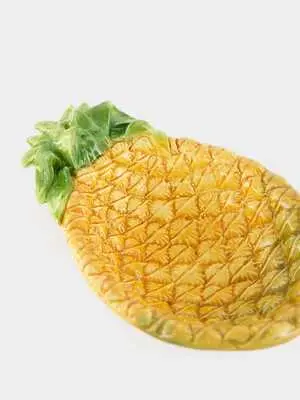 LES-OTTOMANS Set Of 2 Handpainted Pineapple Ceramic Side Plates