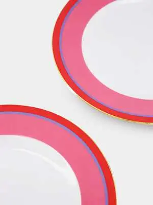 La DoubleJ Set Of 2 Rainbow Rose Dinner Plates