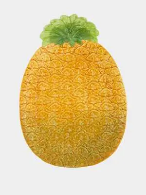 LES-OTTOMANS Pineapple Ceramic Serving Platter - Yellow