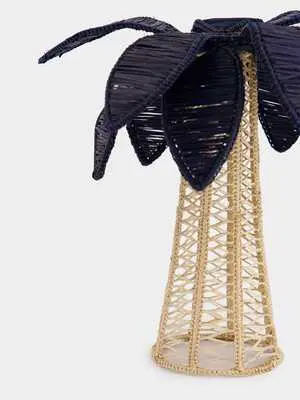Coro Cora Navy Palm Tree Iraca Medium Candle Holder - Blue