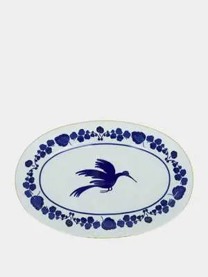La DoubleJ Wildbird Oval Platter In Porcelain - Blue