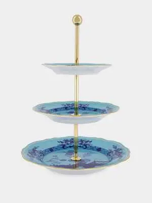 GINORI 1735 Iris Oriente Italiano 3-tier Serving Stand - Blue
