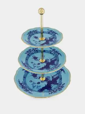 GINORI 1735 Iris Oriente Italiano 3-tier Serving Stand - Blue