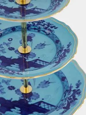 GINORI 1735 Iris Oriente Italiano 3-tier Serving Stand - Blue