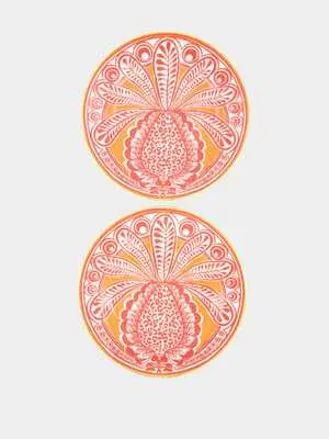 La DoubleJ Set Of 2 Pineapple Dessert Plates - Red