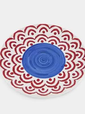 LES-OTTOMANS Sicily Hand-painted Dessert Plate - Red