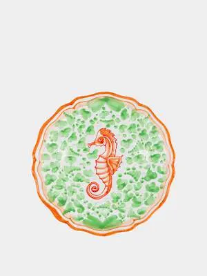 LES-OTTOMANS La Menagerie D'ete Seahorse Dessert Plate - Orange