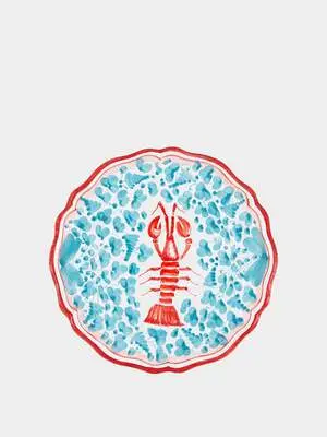 LES-OTTOMANS La Menagerie D'ete Lobster Dessert Plate - Red