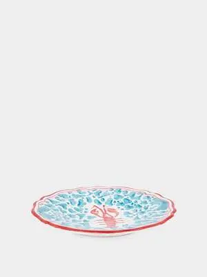 LES-OTTOMANS La Menagerie D'ete Lobster Dessert Plate - Red