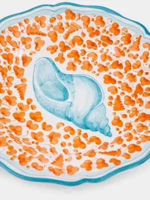 LES-OTTOMANS La Menagerie D'été Conch Dinner Plate - Orange