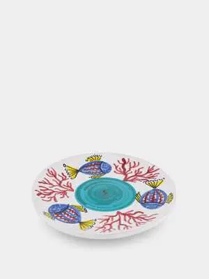 LES-OTTOMANS Handpainted Sicily Turquoise Dessert Plate - Multicolour