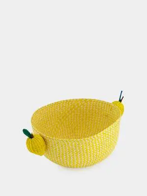 Coro Cora Toquilla Palm Bowl With Lemons - Yellow