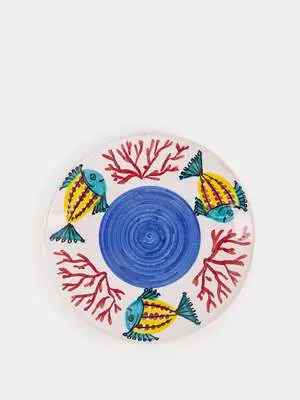 LES-OTTOMANS Sicily Hand-painted Ceramic Plate - Multicolour