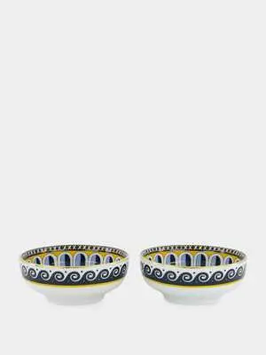 La DoubleJ Napoli Porcelain Snack Bowl Set Of 2 - Multicolour