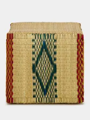 HOUSE OF CAPRICORN Handmade Coruche Natural Reed Ottoman - Multicolour
