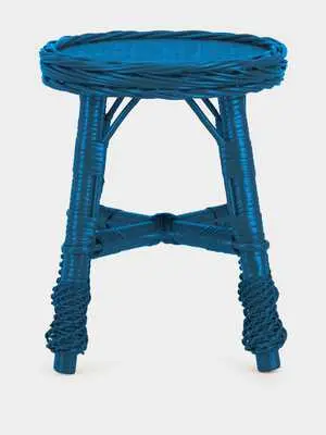 HOUSE OF CAPRICORN Furnas Wicker Stool - Blue