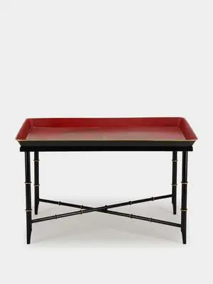LES-OTTOMANS Chinoiserie Handpainted Coffee Table - Red