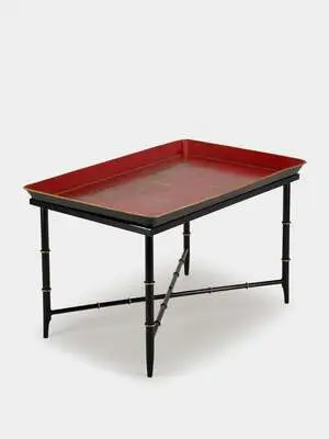 LES-OTTOMANS Chinoiserie Handpainted Coffee Table - Red