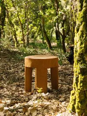 POLSPOTTEN Round Square Legs Stool - Brown