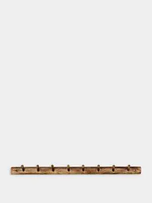 Madam Stoltz Wooden Coat Rack With 8 Hooks - Brown