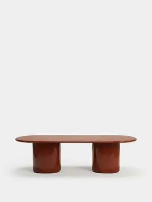 HOUSE OF CAPRICORN Amendoeira Brick Lacquered Wood Dining Table - Orange