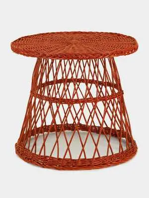 HOUSE OF CAPRICORN Handmade Furnas Brick Wicker Side Table - Orange