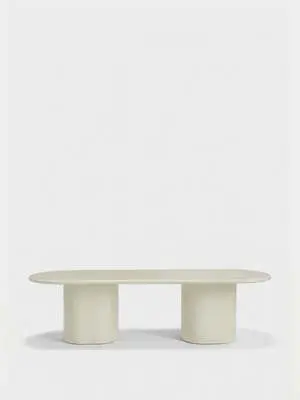 HOUSE OF CAPRICORN Amendoeira Dining Table In Ivory Lacquered Wood - White