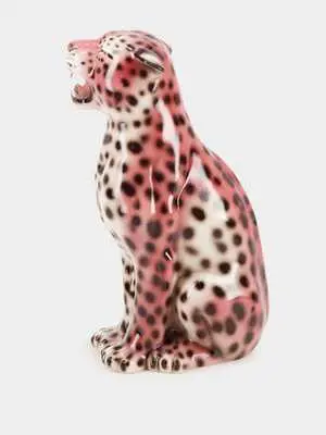 LES-OTTOMANS Ceramic Leopard Sculpture - Multicolour