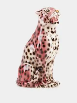 LES-OTTOMANS Ceramic Leopard Sculpture - Multicolour