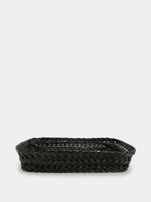 HOUSE OF CAPRICORN Handmade Vitória Wicker Medium Tray - Black