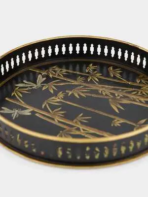 LES-OTTOMANS Flora Iron Tray Bamboo