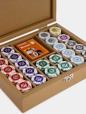 HECTOR SAXE PARIS Cognac Leather Poker Set