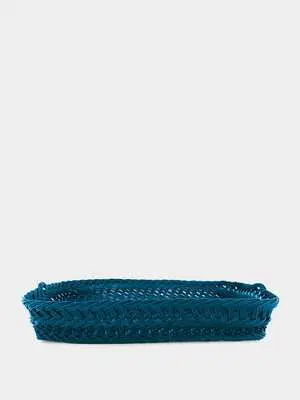 HOUSE OF CAPRICORN Vitória Wicker Large Tray - Blue