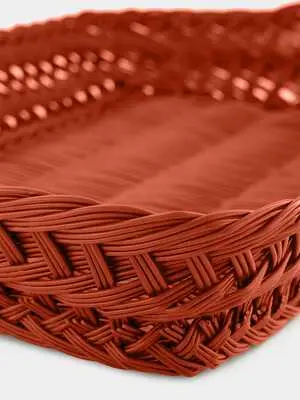 HOUSE OF CAPRICORN Vitória Brick Wicker Large Tray - Orange