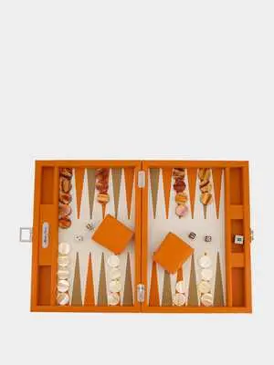 Hector Saxe Paris Medium Baptiste Backgammon Set - Orange