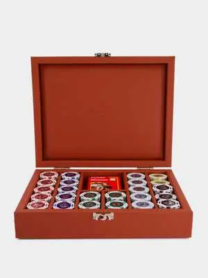 Hector Saxe Paris Brick Leather Poker Set - Orange