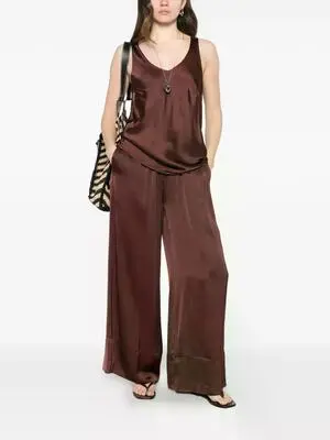Dixie Sleeveless V-neck Top - Brown