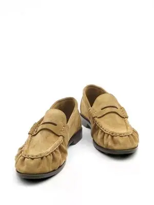 Saint Laurent Gathered Cassandre Loafers - Neutrals