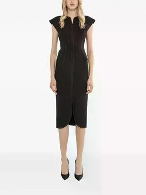 NISSA Sculpted Midi Dress - Black