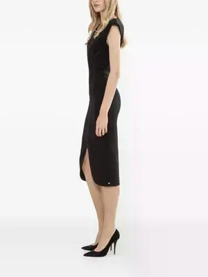 NISSA Sculpted Midi Dress - Black