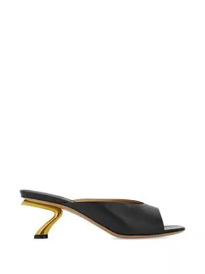 FERRAGAMO S-shaped Open Toe Sandals - Black