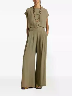 Momoni Aspen Pleated Wide-leg Palazzo Trousers - Green