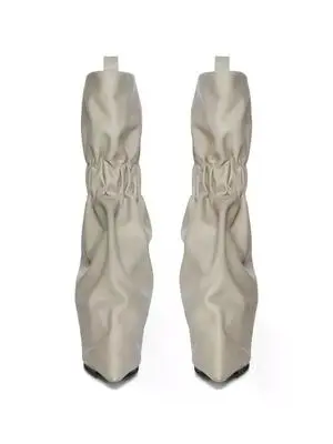 Rick Owens Gathered Leather Ankle Boots - Grey