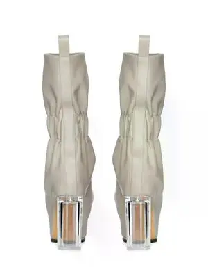 Rick Owens Gathered Leather Ankle Boots - Grey