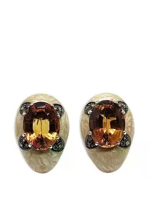 ANDREOLI Diamond And Citrine Oval Earrings - Silver