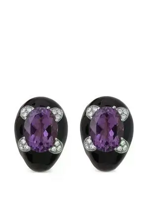 ANDREOLI Diamond Amethyst Earrings - Black