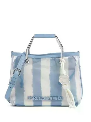 Karl Lagerfeld Small Ikon Striped Tote Bag - Blue