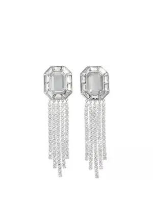 SELF-PORTRAIT Crystal Fringe Earrings - Silver