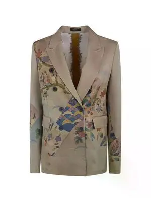 IBRIGU Floral-print Double-breasted Blazer